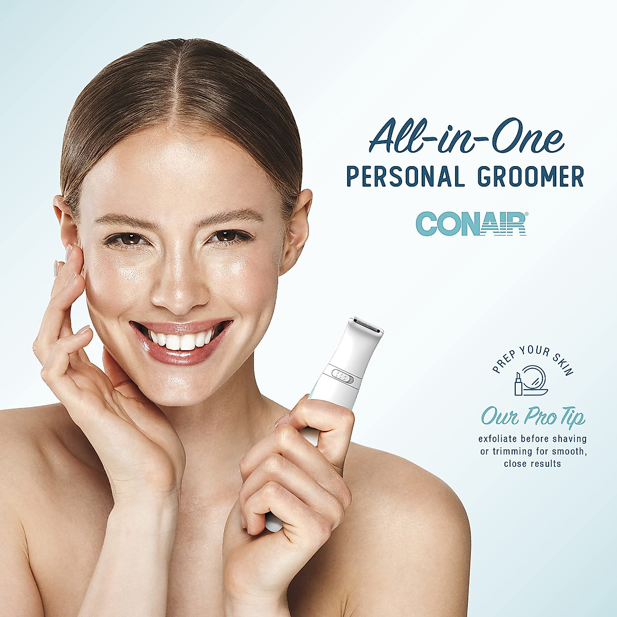 Conair Ladies All-In-One Personal Groomer, Trimmer, Foil Shaver for Women and Exfoliating Brush