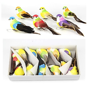 MAOMIA 12 Pcs Artificial Simulation Foam Bird Mini Feather Birds Ornaments DIY Craft for Home Garden Wedding Decoration Party Accessories