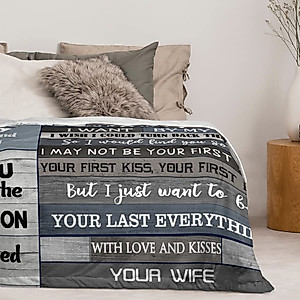 POQUSH Gift for Him/Husband/Men,Husband Birthday Gift, Fathers Day Anniversary Valentines Gifts for Husband, Husband Gifts from Wife, Romantic Presents I Love You Gifts Blanket 60''x50''