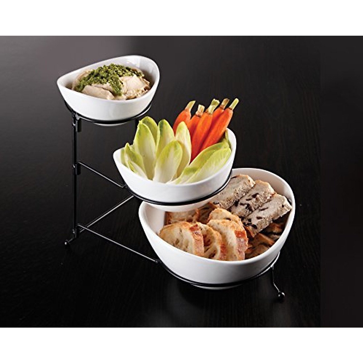 Gibson Elite Gracious Dining Dinnerware, 3-Tier Oval Bowl, White