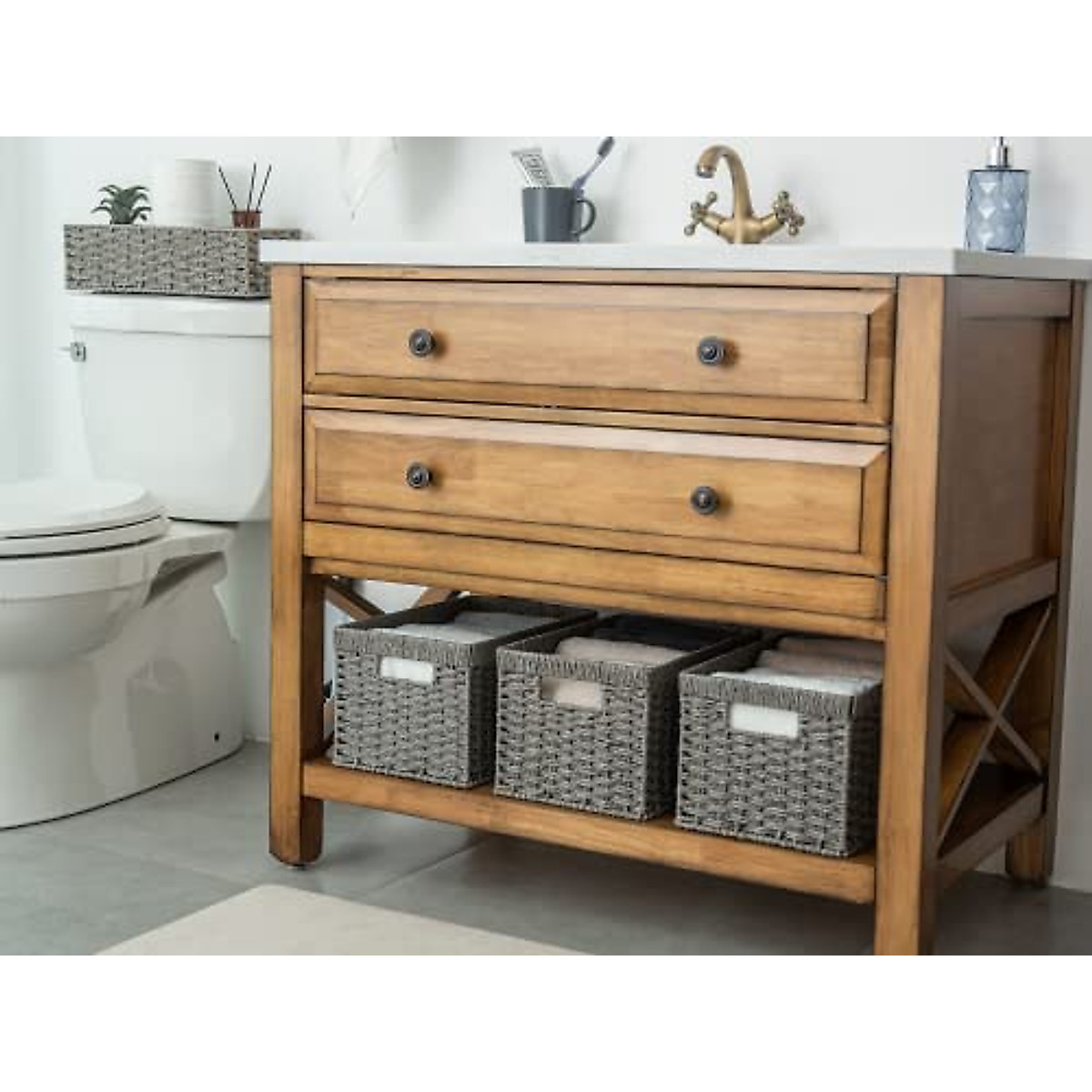 StorageWorks Round Paper Rope Storage Baskets