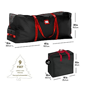 3-Pack Christmas Artificial Tree Storage Bag and Two Garland Bags; Holiday Tree Storage for Trees Up to 9 ft, Includes Card Slot, Dual Zipper, and Carry Handles; Tearproof 600D Oxford Material