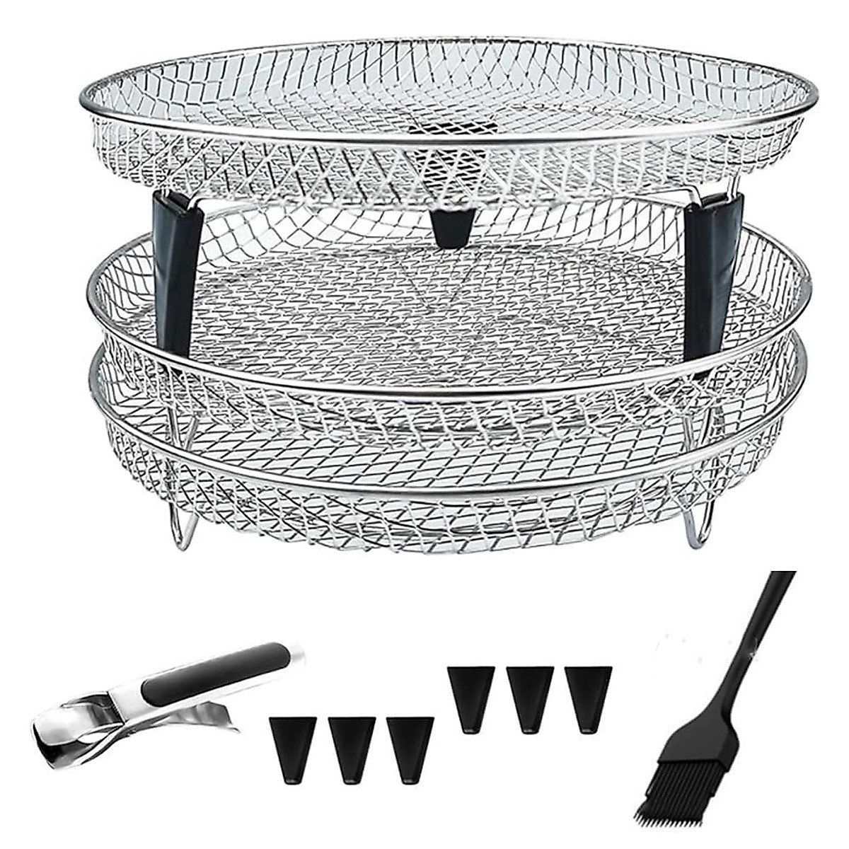 Air Fryer Accessories，Upgrade Air Fryer Rack-Air Fryer Three Stackable Racks for Gowise Phillips USA Cozyna Ninjia Airfryer,Air Fryer Rack Fit all 4.2QT - 5.8QT air fryer,Oven,Pressure Cooker