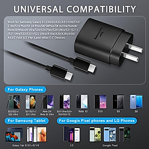 25W USB-C Super Fast Charger for Samsung Galaxy,Type-C Android Phone Charger Block with 6.6FT Fast Charging Cord for Galaxy S23 Ultra/S23/S23+/S22/S21/S20/Note 10/20/Z Fold/Flip/A13/A14/Pixel/moto