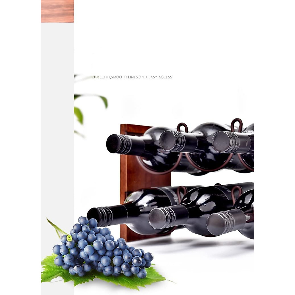 DYT 2 Tier Tabletop Wood Wine Holder Wood Wine Rack Counter Wine Holder for 6 Bottles,Freestanding Wine Storage for Kitchen Home Bar Storage and Kitchen Decor,Brown