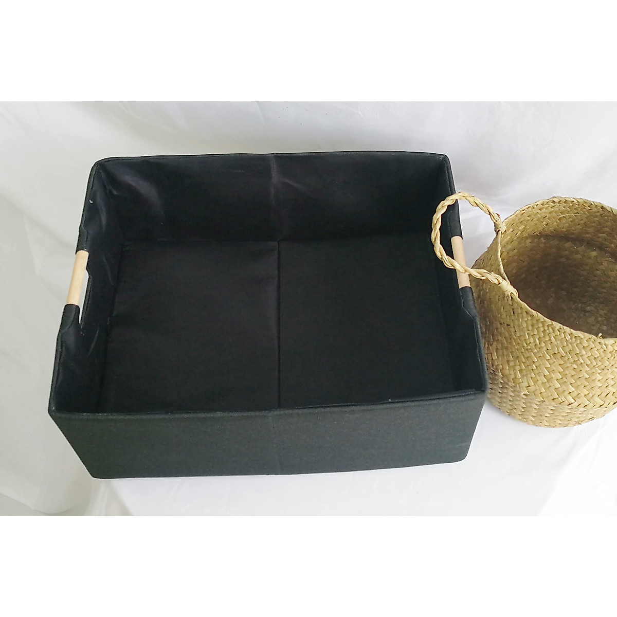 FUULOXE Storage Bin for Shelves Rectangle Closet Baskets Foldable Box with Handles, Gray Storage Bins, Storage Boxes for Home Office Car Dormroom