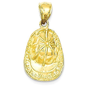 IceCarats 14K Yellow Gold Fireman Helmet Fire Department FD Necklace Firefighter Pendant Rescue Charm Only