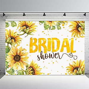 MEHOFOND 7x5ft Sunflower Bridal Shower Backdrop Spring Yellow Flowers Photography Background for Wedding Engagement Bride to Be Photo Booth Props Cake Table Decoration Supplies