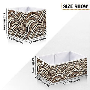 Leopard Zebra Print Cube Storage Bin Collapsible Storage Bins Waterproof Toy Basket for Cube Organizer Bins for Nursery Toys Kids Books Closet Shelf Office - 11.02x11.02x11.02 in