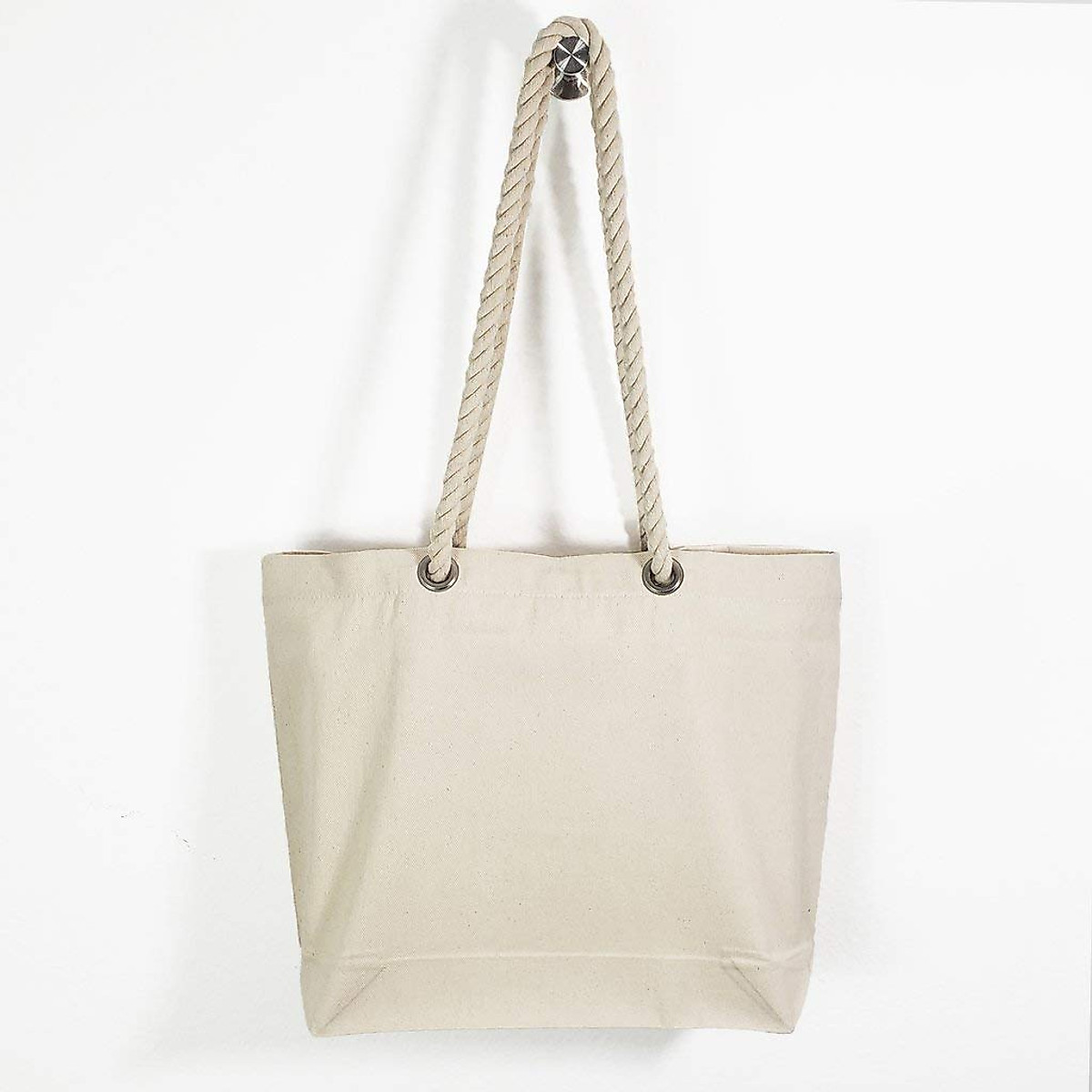 6 Pack Rope Handle Tote Bags Large Tote Bag with Rope Handles Sturdy Canvas Reusable Grocery Shopping Bags Tote Bag Beach Bag (Medium (17"W x 13"H x 4"D))