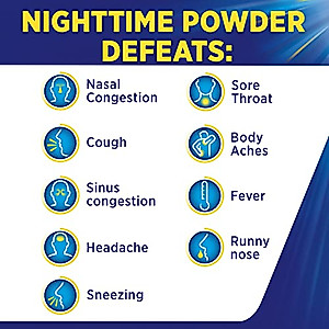 Theraflu Combo Daytime and Nighttime Severe Cold Relief Powder, Honey Lemon Flavor, 12 Count, 6 Daytime and 6 Nighttime