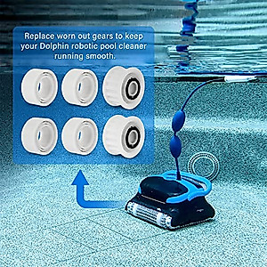 Guide Wheels 4 Pack with 2 Pack Pulley Gears Replacement Parts 3884997-R6 Compatible with Maytronics Dolphin,Nautilus CC Plus Fits M200/M400/M500 &Dx3/Dx4/Dx6 Premier Pool Cleaner Accessories
