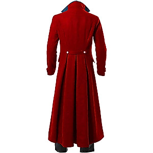 Men's Steampunk Jacket Tailcoat Halloween Cosplay Costumes Vintage Gothic Long Trench Coat Windbreaker Overcoat Red