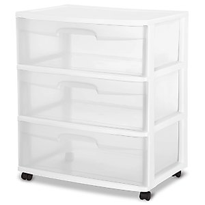 STERILITE CORP 29308001 Drawer Cart, 3-Drawer, Plastic Drawer, Clear