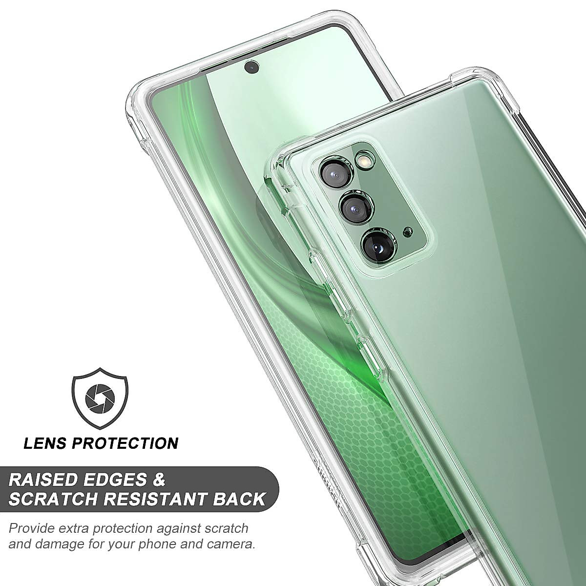 SURITCH Clear Case for Samsung Galaxy Note 20 (Only) 6.7-inch, [Built-in Screen Protector] Full Body Protection Bumper Shockproof Rugged Phone Cover for Galaxy Note 20 -(Clear)