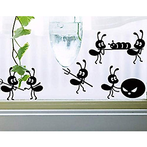 Adam Victor Cartoon Ants on The Wall Removable Creative 3D Fun Wall Decals Kids Room Wall Decorations Art Décor Stickers Nursery Décor 3D DIY PVC Art Decal Bathroom Sticker