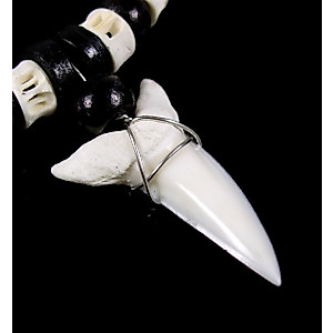 Swimmi Genuine Shark Tooth Necklace for Men, Mako Shark Tooth Necklace, Handmade Wooden Beads adjustable Cords Shark Tooth Necklace for Women Jewelry EA200