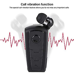 Fineblue F910 Retractable Bluetooth Earphone Business Lavalier Earphone Sports Bluetooth Headset Voice Prompts Call Vibration Bluetooth V4.1 Anti-Lost Function(Black)