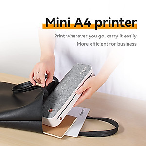 Buyounger Portable Printer, A4 Wireless Bluetooth Travel Printer, Portable Thermal Printer Compatible with Android and iOS, Mobile Printer Supports 2''/3''/4'' Papers Width