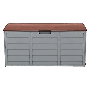 MengK 75gal 260L Outdoor Garden Plastic Storage Deck Box Chest Tools Cushions Toys Lockable Seat