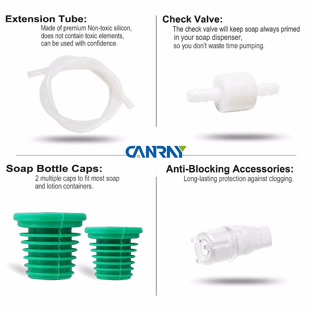 Sink Soap Dispenser Extension Tube Kit (40 Inch) with Check Valve for Kitchen - Never Fill The Little Bottle Again White