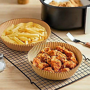 Feesrivers 100 Pcs Air Fryer Disposable Paper Liner, Non-stick Disposable Air Fryer Liners, Baking Paper for Air Fryer Oil-proof Water-proof Parchment for Baking Roasting Microwave (6.3"-100 pcs )