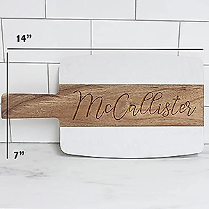 Cheese Board, Personalized Wood Marble Cutting Board, Housewarming, Bridal Shower Gift (Rectangular Wood & Marble Stripe)