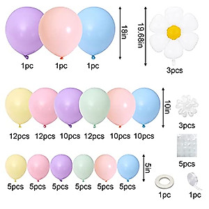 Daisy Balloon Garland Arch Kit,Retro Hippie Boho Macaron Pastel Balloons Garland Daisy Flower Balloons For Birthday Baby Shower Bridal Wedding Groovy Daisy Party Decorations