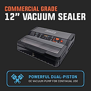 PrimalTek 12" Commercial Grade Vacuum Sealer - User Friendly for Food Savers, 26” Vacuum Pressure – Features an Auto Cooling System, Smart Heat Technology, and Vacuum Bag Positioning Guides