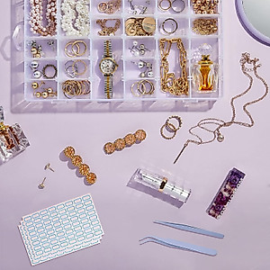 4 Pack 10 Grids Plastic Box Organizer with Dividers, Clear Bead Storage Box Plastic Jewelry Organizer Compartment, Small Parts Plastic Box Organizer for Craft Bead Jewelry Earring Fishing Tools