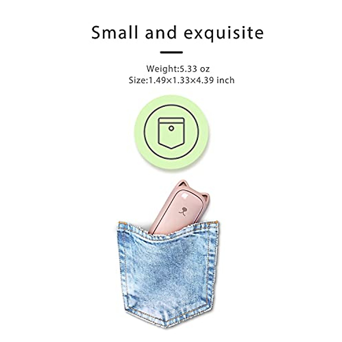 Handheld Portable Fan, Foldable 3 IN 1 fan with USB Rechargeable Battery Operated 12-24 Hours Working Time, Personal Quiet Fan With Power Bank, Flashlight Feature Travel Indoor for Women Sister Friend