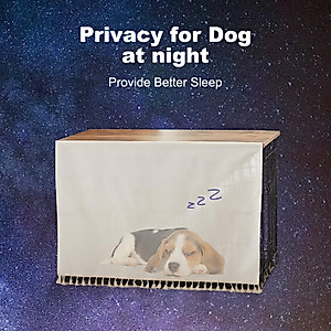 VIE DE AMAN Dog Crate Topper Wood for 48 42 36 24 inch Cages, Dog Crate Table Topper with Tassel Curtain, Rustic Style Dog Kennel Topper, Rustic Brown(Dog Crate Not Include)