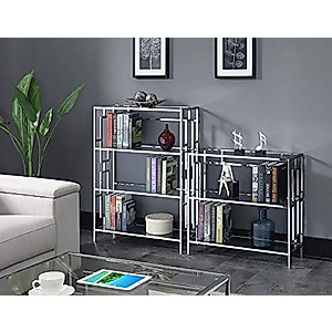 Convenience Concepts Town Square Chrome 4 Tier Bookcase, Clear Glass / Chrome Frame