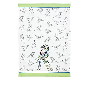 Enesco Izzy and Oliver Watercolors by Abby Diamond Teal Bird Tea Towel Dish Cloth, 19.3 x 27 Inch, Multicolor