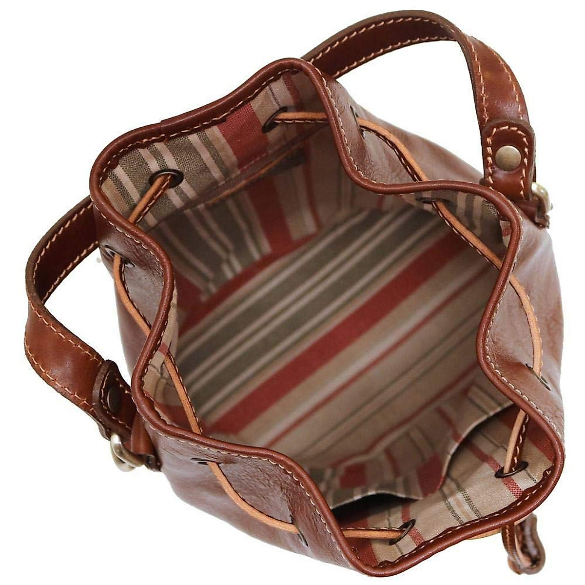 Floto Ciabatta Leather Satchel Bucket Bag