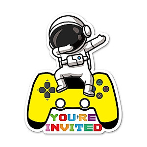 Video Game Party Invitations with Envelopes, 20 Set Astronaut Shaped Invitations Birthday Baby Shower Party Invites Supplies Favors, Double-Sided