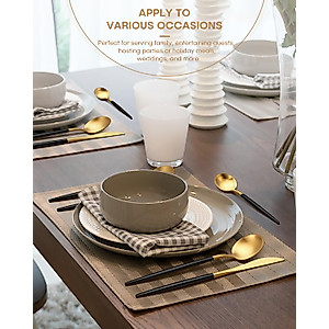 Black and Gold Silverware Set,Ollex 30-Piece Matte Silverware Set for 6 with Knives Forks Spoons Flatware Set Food-Grade Stainless Utensils Duty Modern Tableware Cutlery Set,Dishwasher Safe