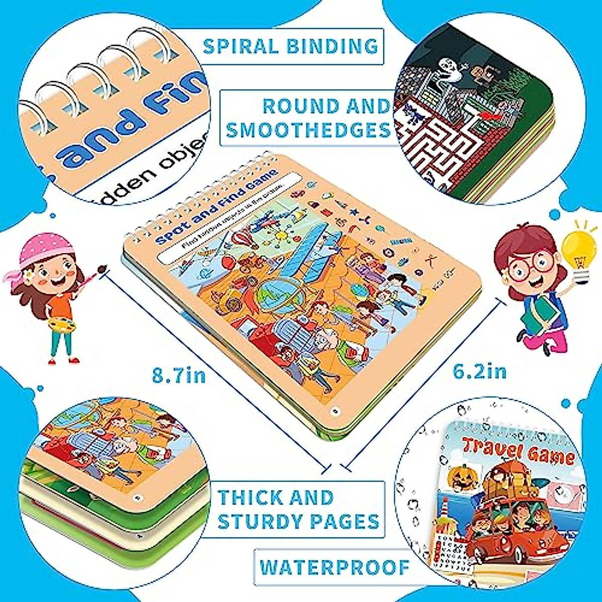 Elfew 2 Pack Reusable Activity Game for Kids Ages 4-8, 8-12,Travel Games Include 56 Different Game,1-2 Players,Toy & Learning Tool for Road Trip Airplane Activity