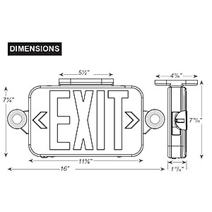 Supreme LED 6 Pack All LED Decorative Red White Exit Sign & Emergency Light Combo with Battery Backup (6 Pack), White/Red
