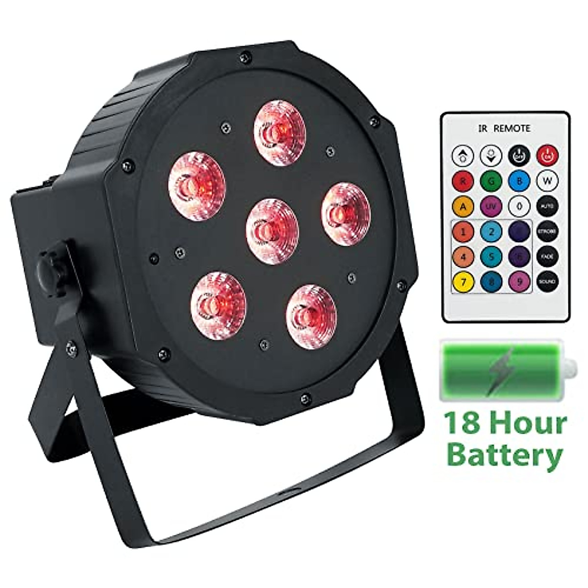 (2) Rockville Battery PAR 61 Rechargeable RGBWA+ DMX DJ Wash Lights+Remotes