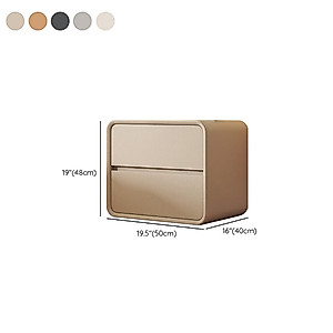 LITFAD Modern Bedside Cabinet Leather Accent Table Nightstand with 2 Drawers Wood Frame Simple Locker - Off-White 1 Piece 19.5" L x 16" W x 19" H