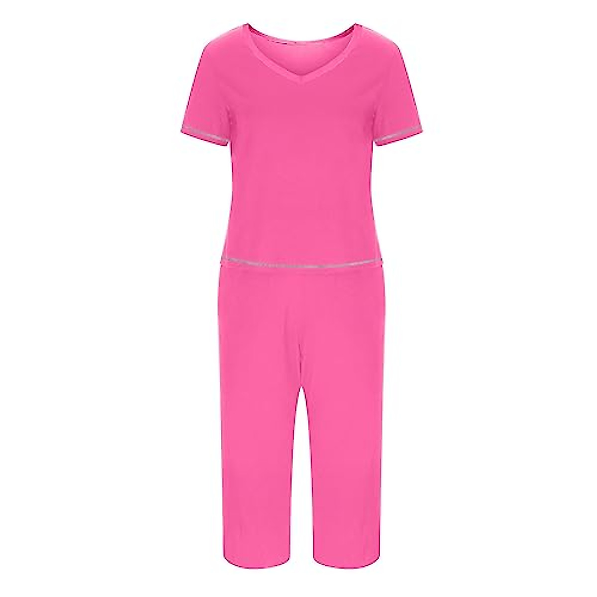 Today Deals Prime, Gamivas 2 Piece Sets for Women Plus Size Casual Floral Short Sleeve Tops Loose Pant, Pink Pajama Sets, Lightning Deals Of Today Prime Clearance