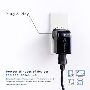 Clamper Single Outlet Surge Protector Right Angle & Space Saving, 1800 Joules, 1875W, for TV, PC, Xbox, PS5, Refrigerators and Other Appliances (Wall Surge Protector),1-Pack in Black