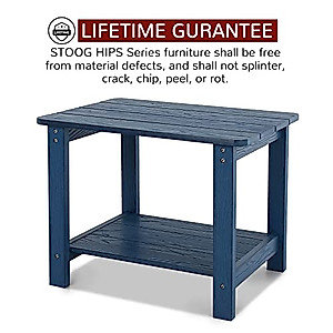 Stoog 22.8" Oversized Outdoor Side Table, All-Weather Adirondack Side Table, Low Maintenance, for Backyard, Garden, Pool, Lawn, Porch, Blue