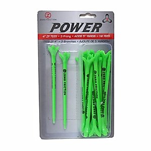 Zero Friction ZFT Maxx 3-Prong 4" Distance Golf Tee, 18 Pack, Lime