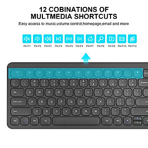 cimetech Wireless Keyboard Mouse Combo, Compact Full Size Wireless Keyboard and Mouse Set Less Noise Keys 2.4G Ultra-Thin Sleek Design for Windows, Computer, PC, Notebook, Laptop - Matte Black
