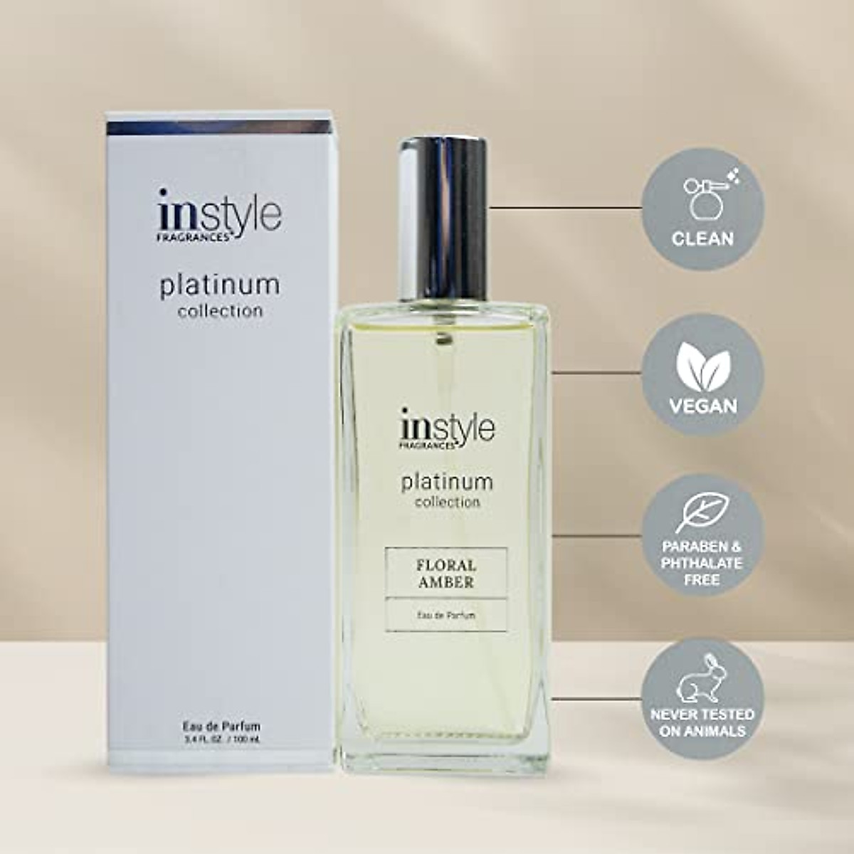 Instyle Fragrances | Inspired by Chanel’s Coco Mademoiselle | Platinum Collection | Floral Amber | Women’s Eau de Parfum | CLEAN, Vegan, Paraben & Phthalate Free | Never Tested on Animals | 3.4 Fl Oz