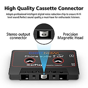 Kedok Car Cassette to Aux Adapter with 3.5MM Cable, Stereo Audio Tape Adapter for Car, Phone, iPod, MP3 Player, Laptop, Cassette Deck