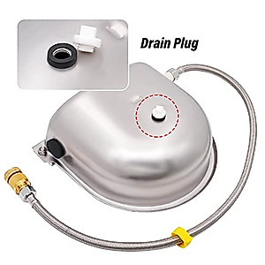 ZHEQOGZH Automatic Dog Water Dispenser Water Trough for Livestock Pig Chicken Waterer Stainless Steel Automatic Waterer Bowl with Float Valve Drain Plug Braided Hose Garden Hose Quick Connect Fittings