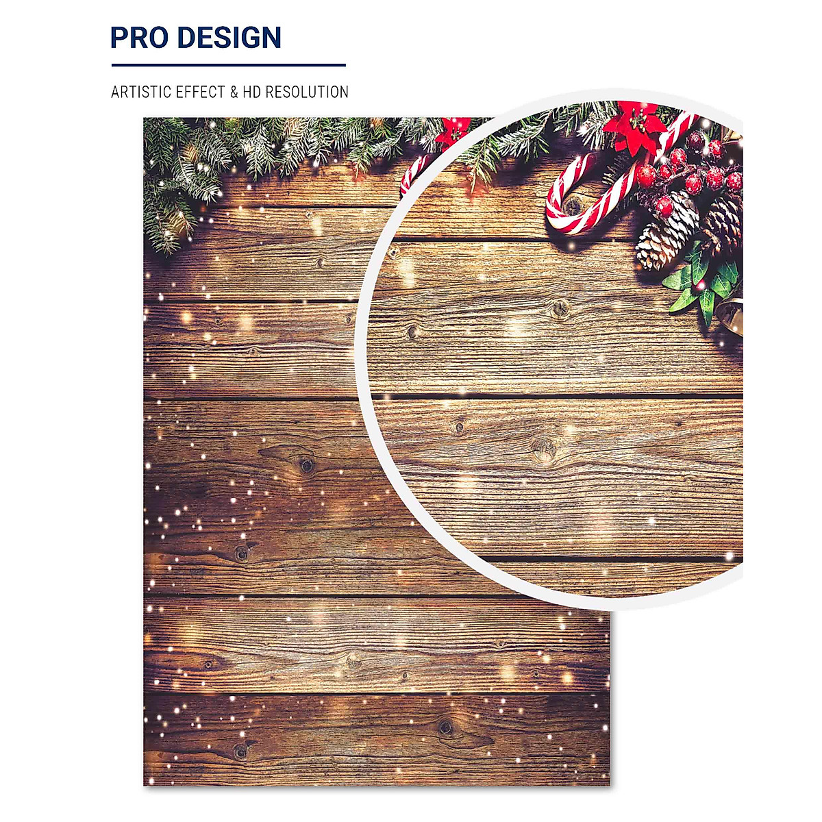 Allenjoy 5X7FT Snowflake Gold Glitter Christmas Wood Wall Holiday Photography Backdrop Xmas Rustic Barn Vintage Wooden Background for Kids Portrait Photo Studio Booth Photoshoot Photographer Props